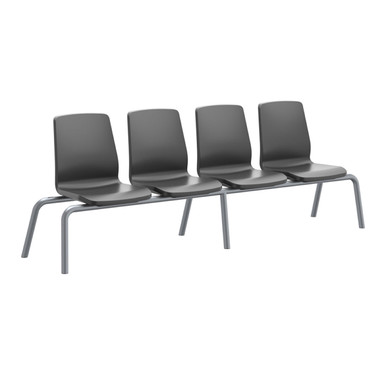 Structured Seating, 4 Seats, No Arms, Floor Glides, Brown