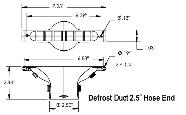 Defrost Duct Pair, Universal with Integrated Air Diverters for 2-1/2 ...