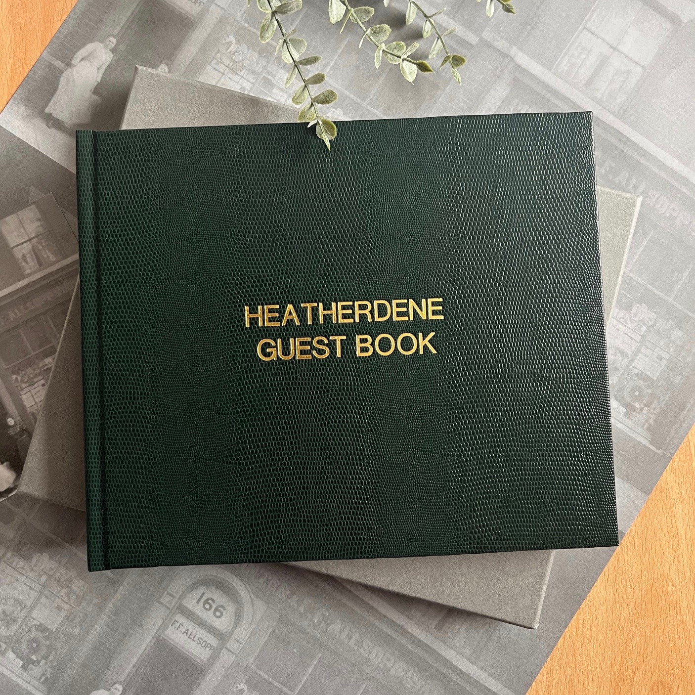 Personalised Guest Book in Dark Green Lizard Effect - Personalised Dark ...