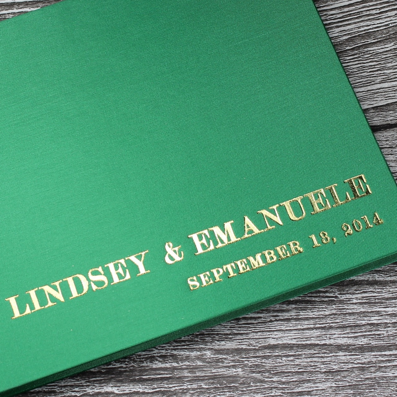 Luxury Bright Green Satin Wedding Guest Book - Personalised Satin ...