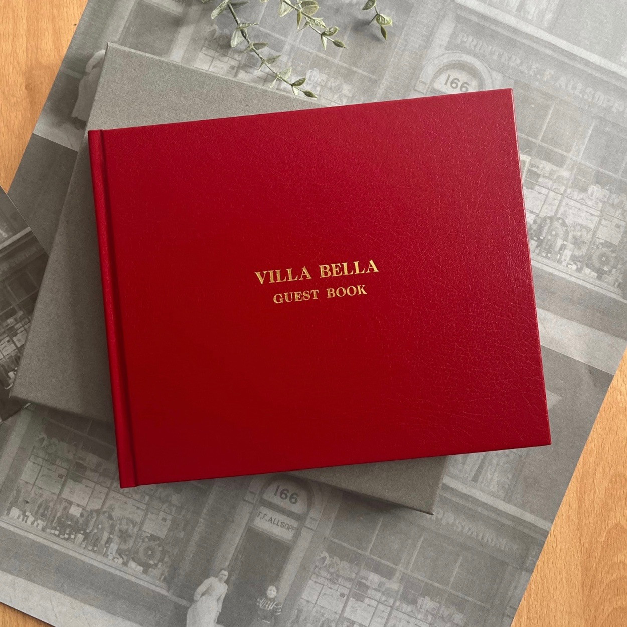 Personalised Guest Book in Red Leather - Personalised Red Leather ...