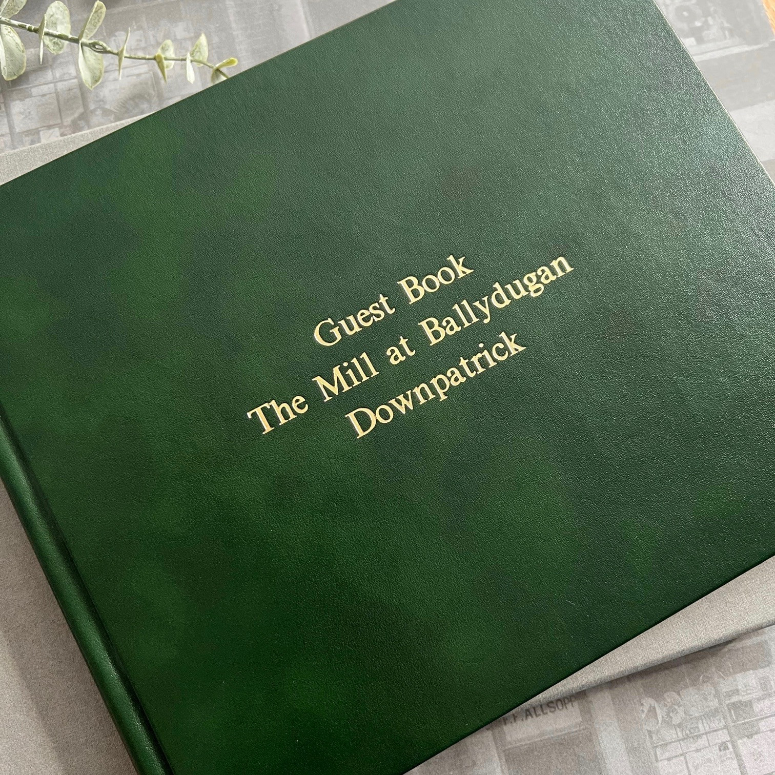 Personalised Guest Book in Dark Green leather - Personalised Dark Green ...