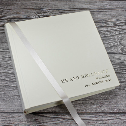 Classic Ivory Leather Wedding Photo Album - Handmade Leather Wedding Album