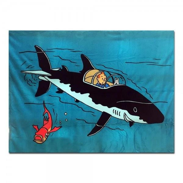 TINTIN FLEECE THROW RUG SHARK CHILD - Graphic