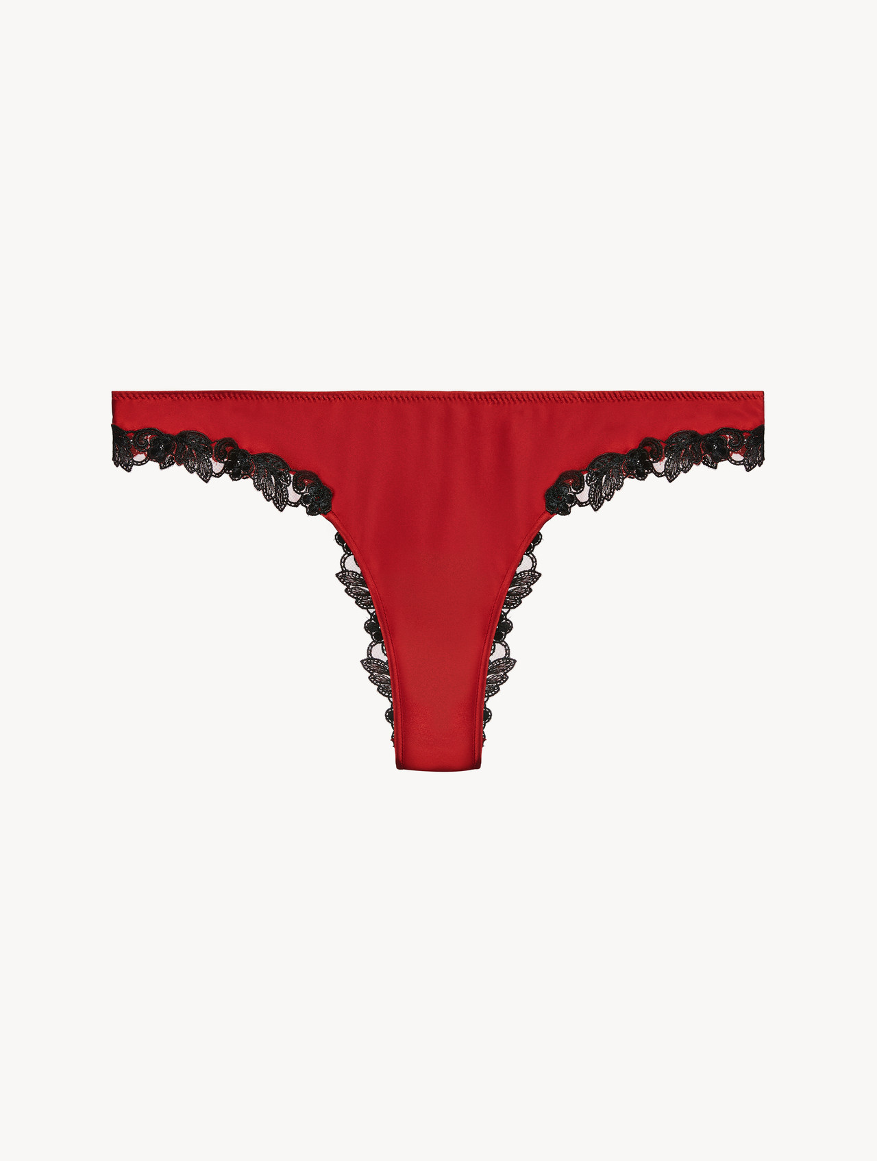 Luxury Silk Triangle Bra in Red with Black Frastaglio | La Perla
