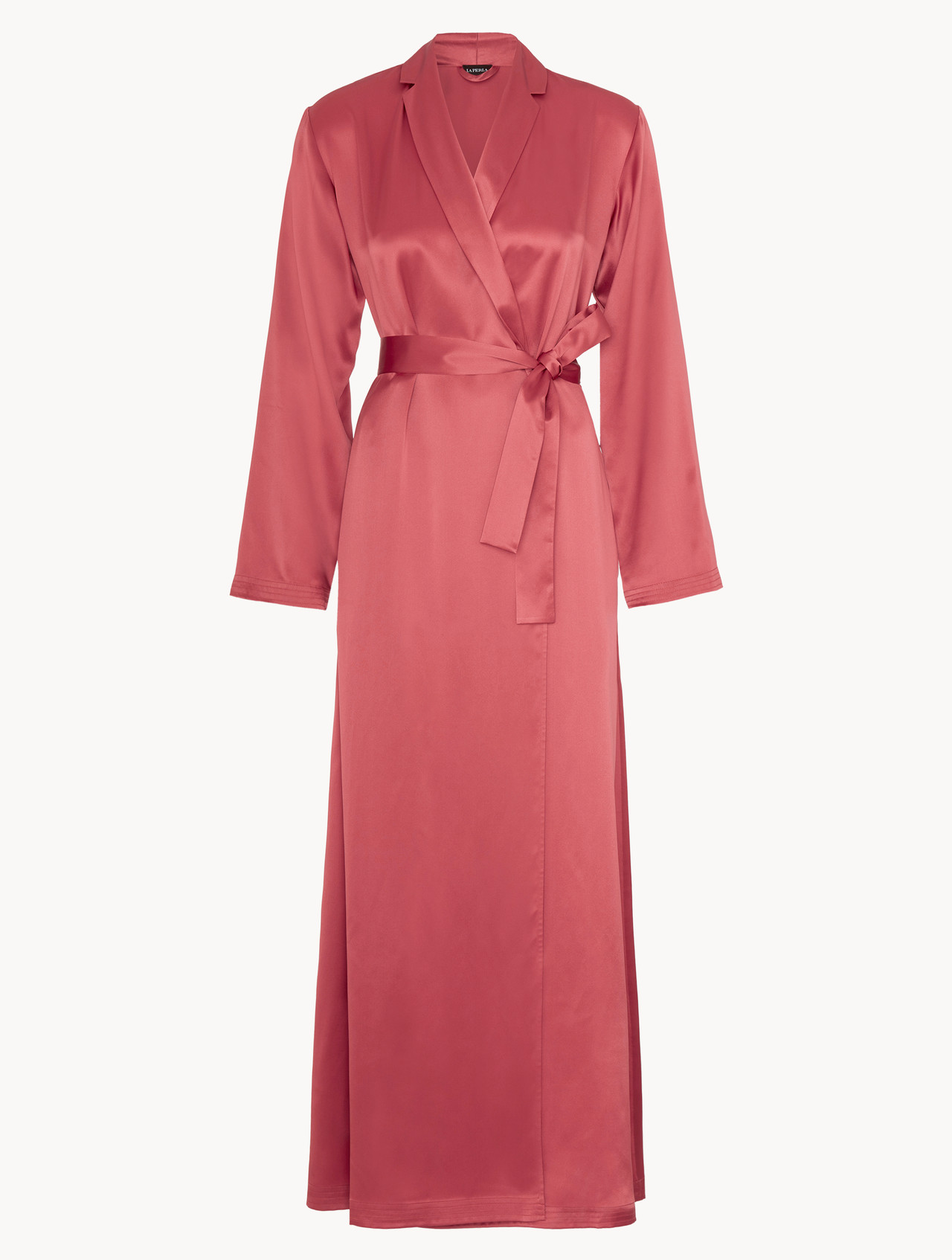 Silk long robe in black