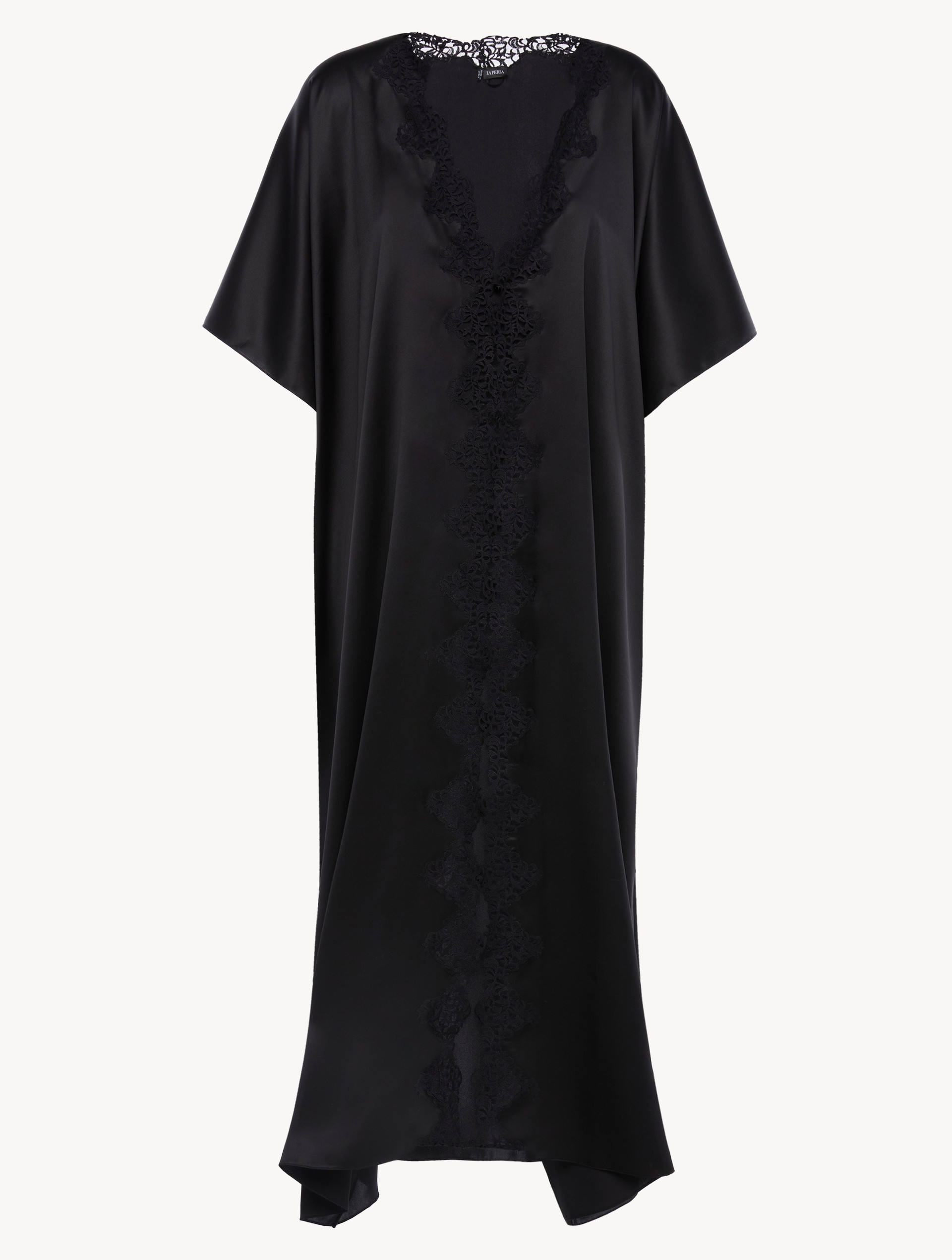 Silk long robe in black