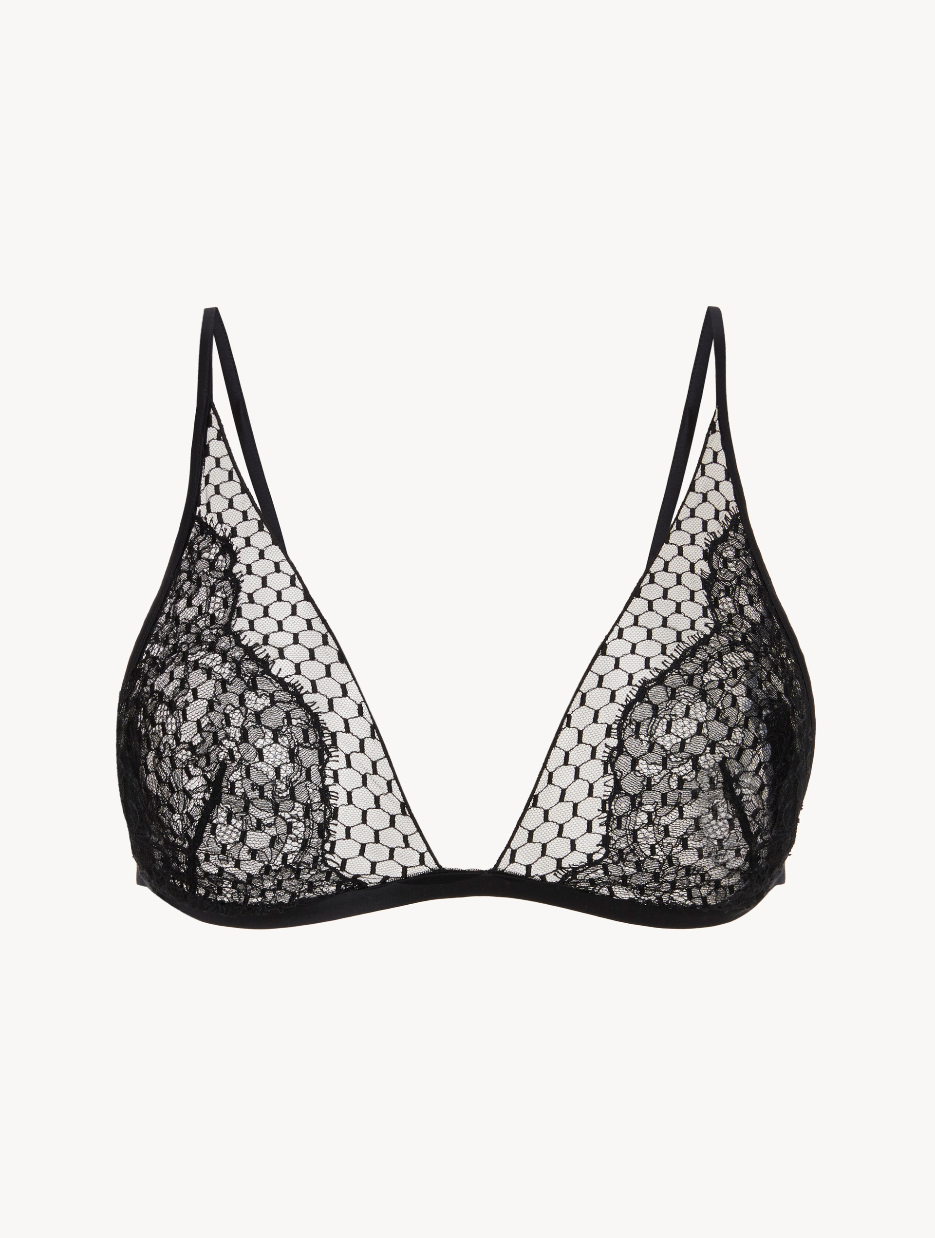 Luxury Sheer Stretch Tulle Triangle Bra in Black | La Perla