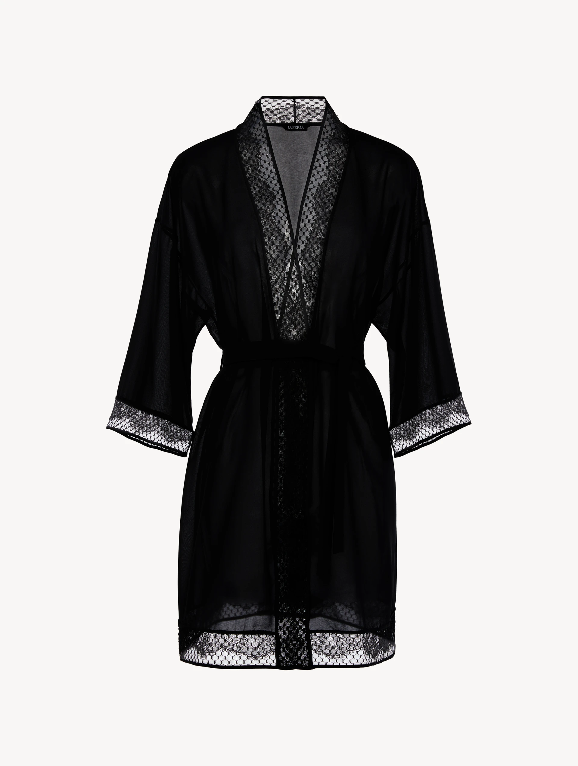 White silk short robe