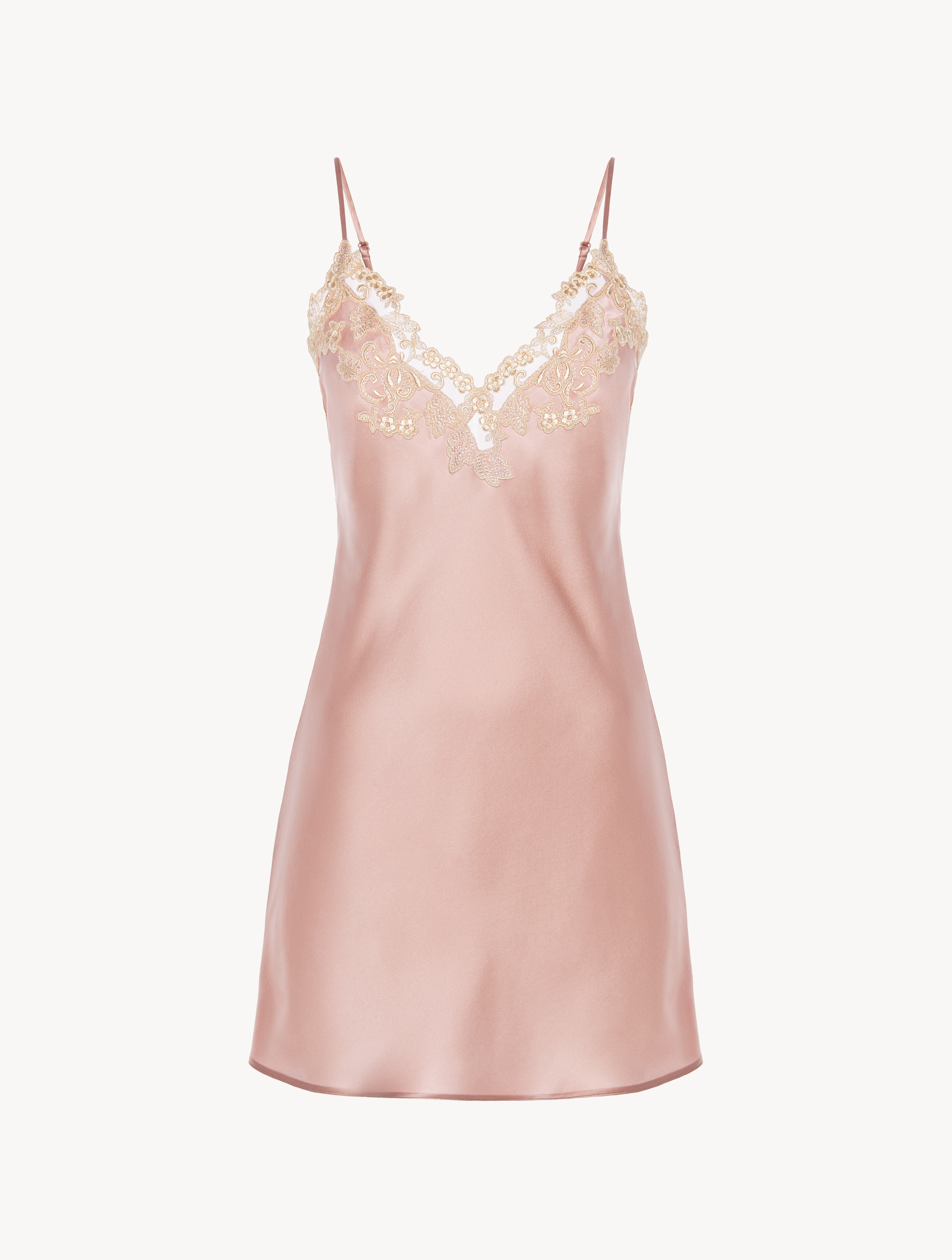 Powder pink silk short slip