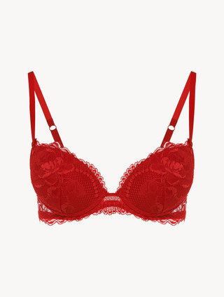 Luxury Lace Push-Up Bra in Red | La Perla