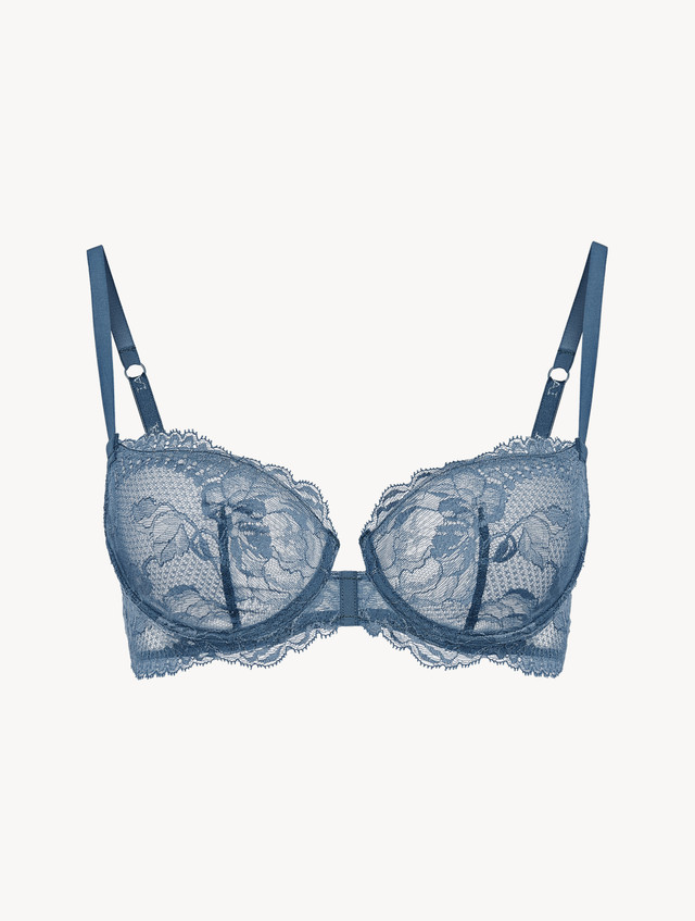 Luxury Lace Underwired Bra in Dark Blue | La Perla