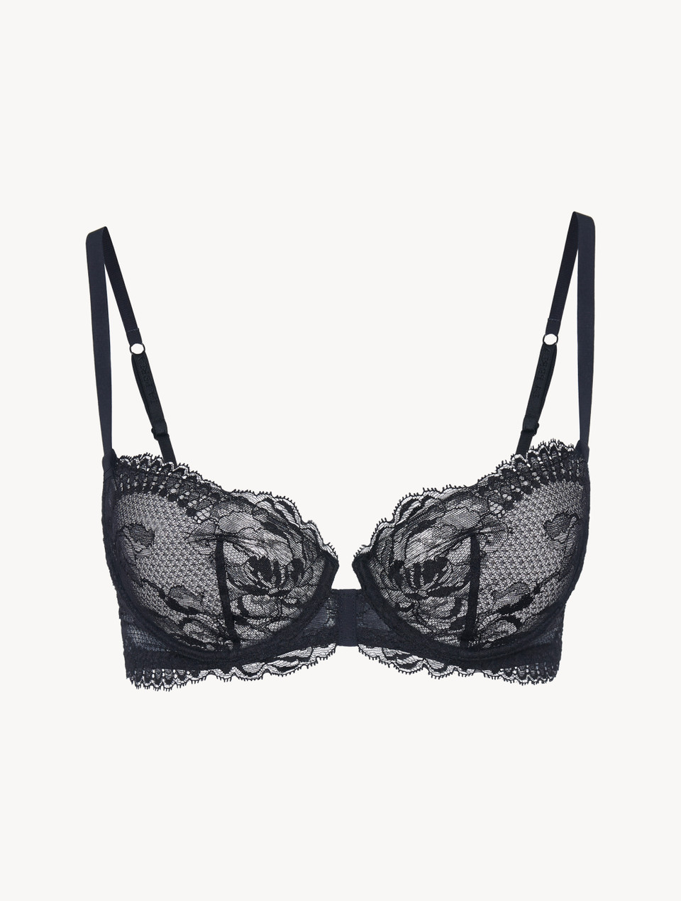Luxury Underwired Balconette Bra in Black with Lace | La Perla