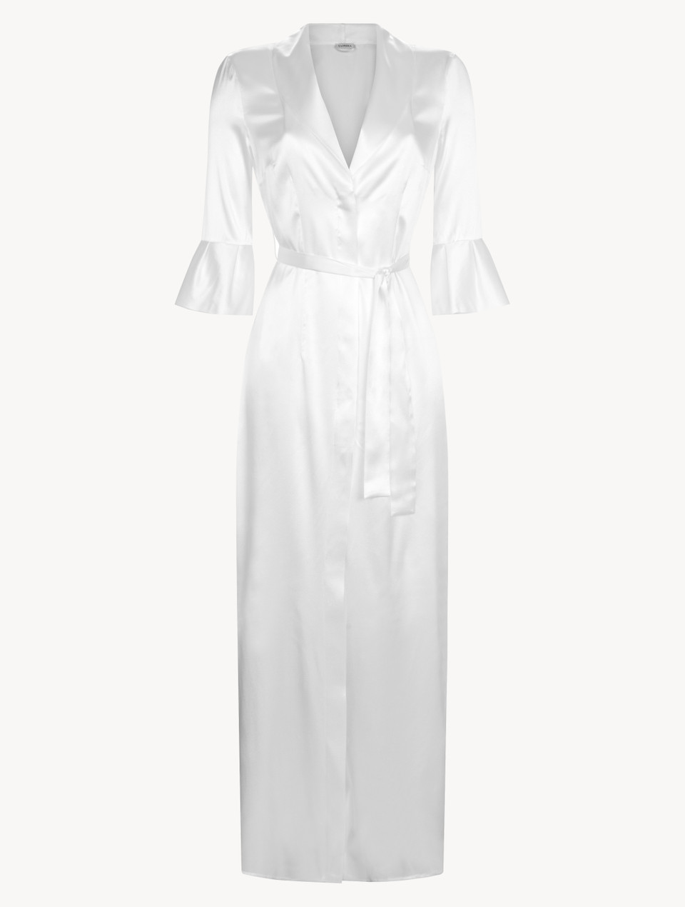 Silk long robe in white