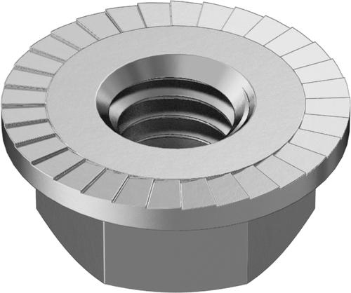 22. Nut M6 Flanged Serrated Stainless - DeLorean Industries
