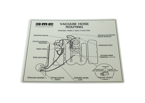 Stainless Vacuum Hose Routing Label - DeLorean Industries