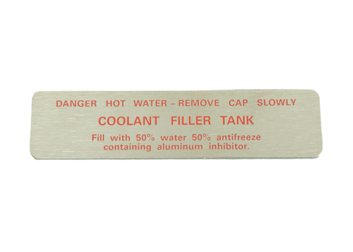 Stainless Coolant Tank Label - DeLorean Industries