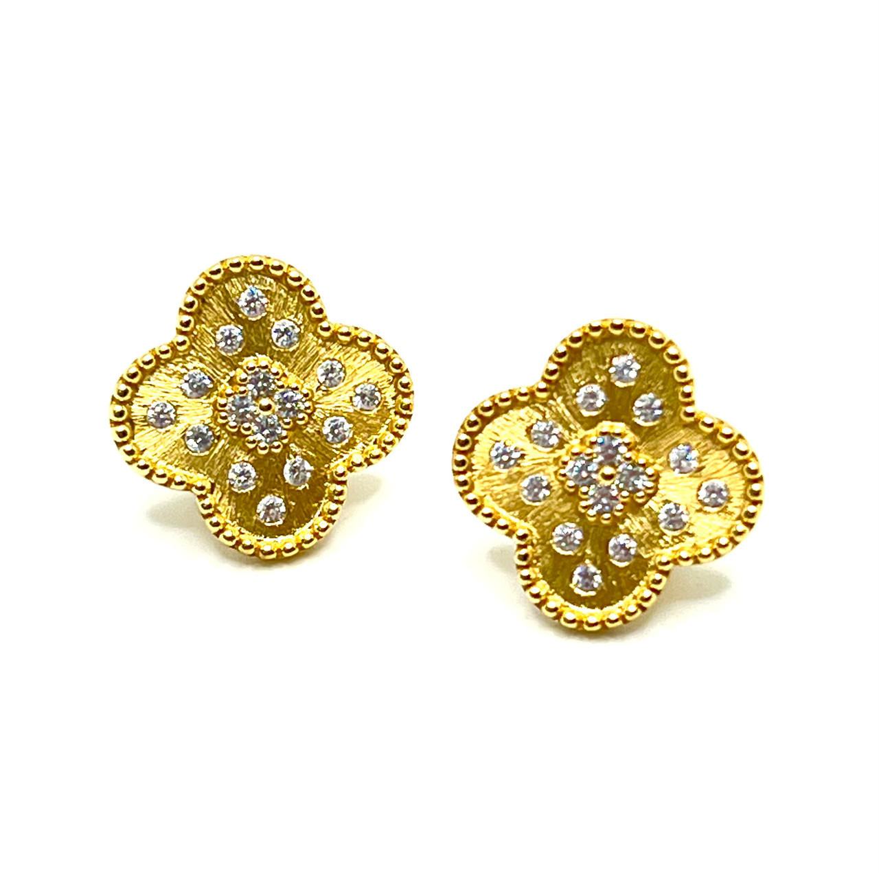 Clover Center Clover Shape Vermeil Earrings