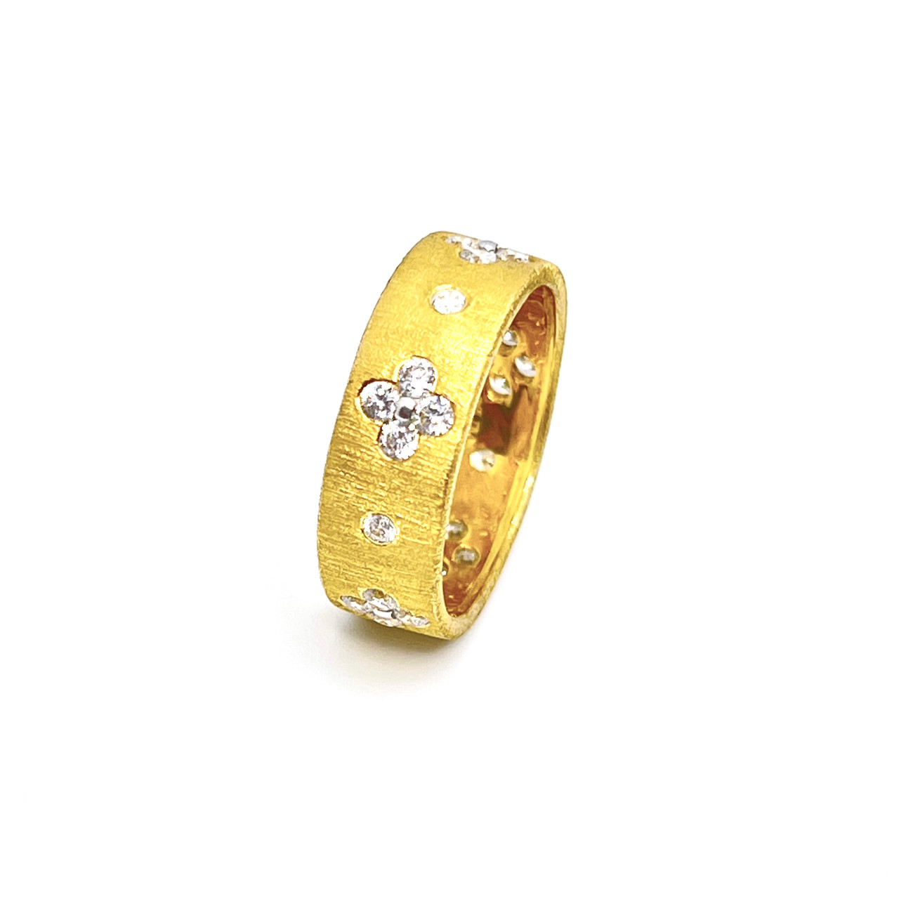Clover Pattern Wedding Band Vermeil Ring - Bijoux Num