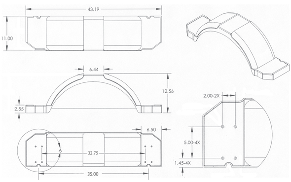 Single Axle Plastic Trailer Fenders