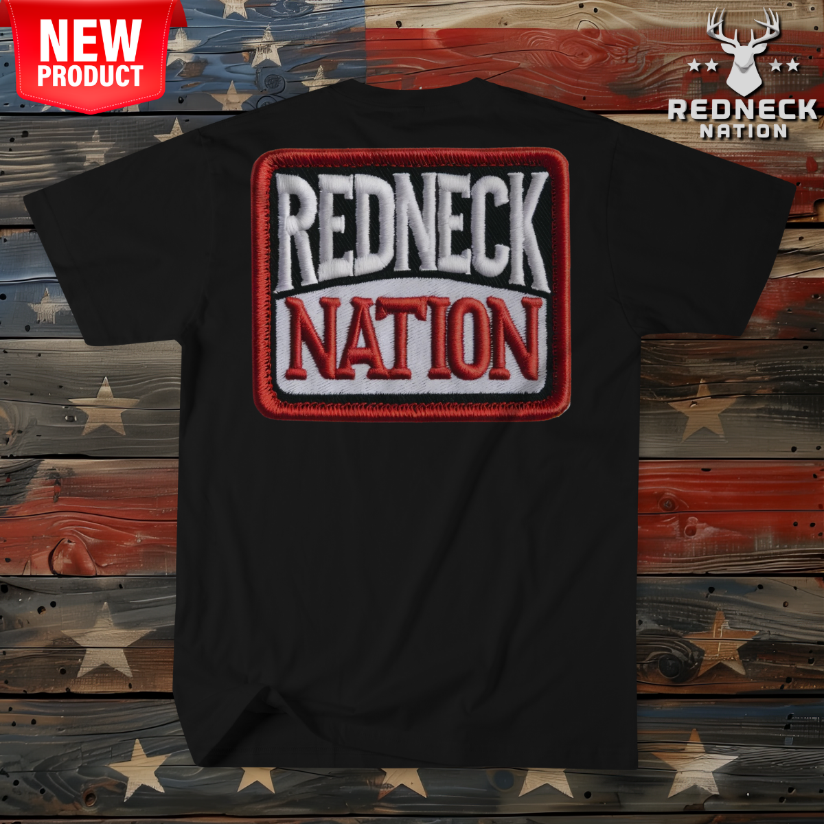 Redneck Nation Red and White Patch T- Shirt - Redneck Nation