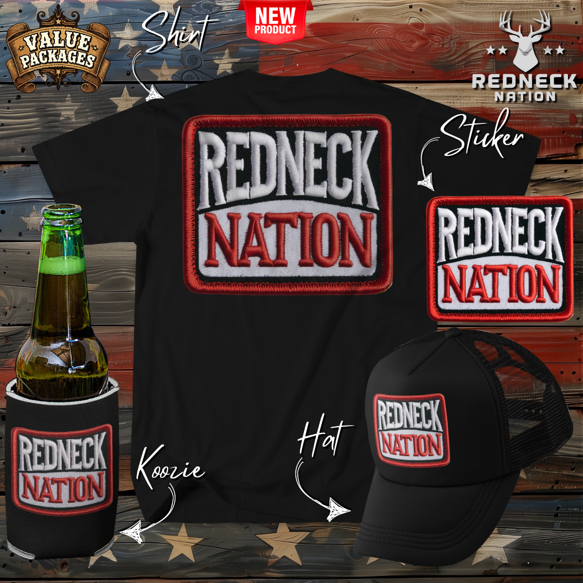 Redneck Nation Red and White Patch Value Package - Redneck Nation