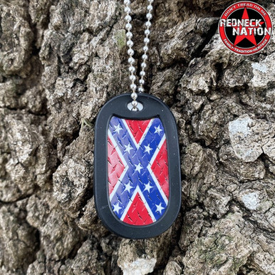 Confederate Diamond Plate Dog Tag + FREE Chain + Silencer - Redneck Nation