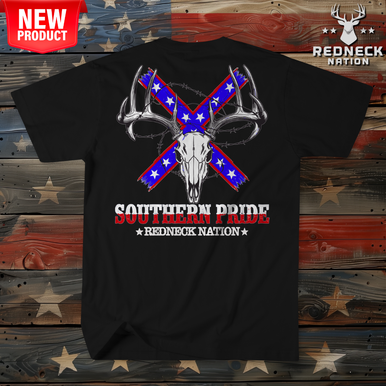 Southern Pride Skull Stars and Bars T- Shirt - Redneck Nation