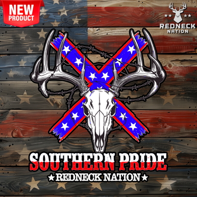 Southern Pride skull and stars Sticker - Redneck Nation