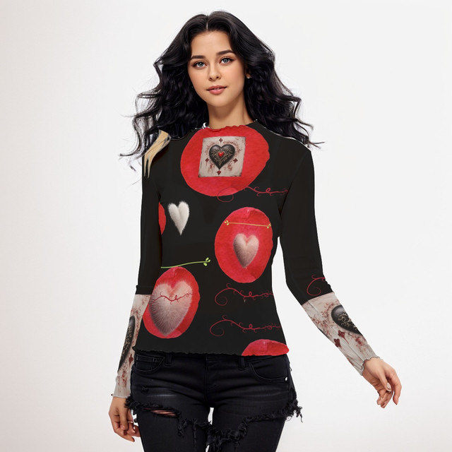 This heart long sleeve mesh top - Wendy Costa