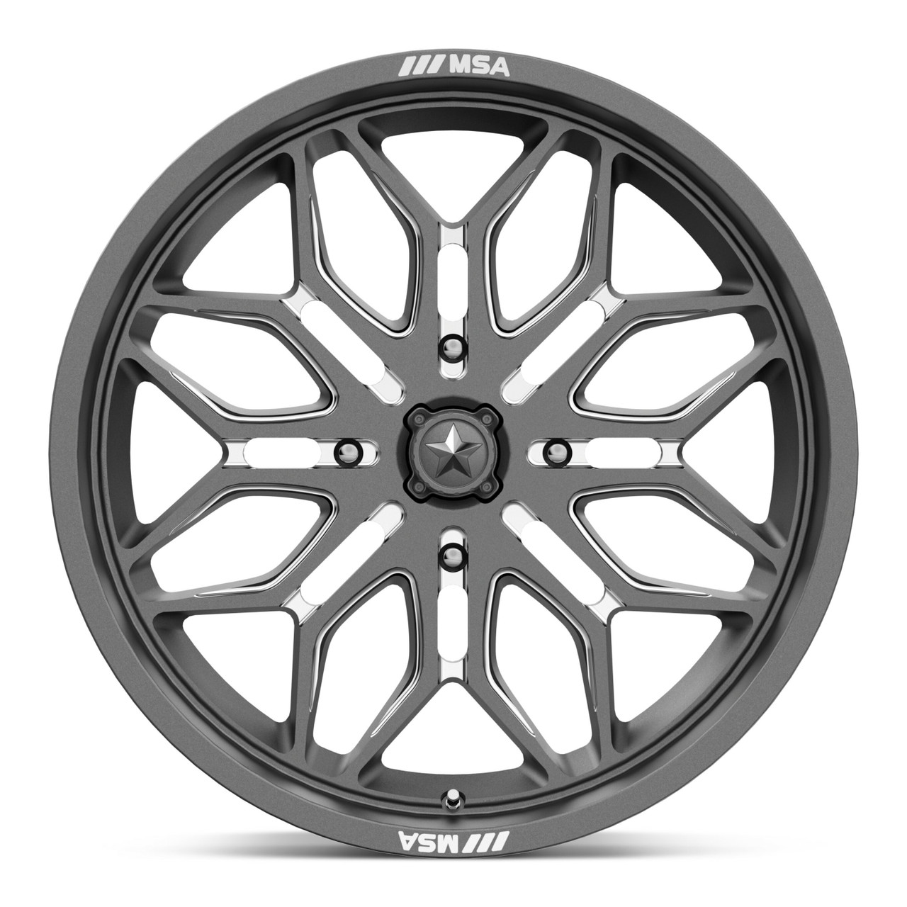 22" MSA Offroad Wheels M47 Sniper 22x7 Gunmetal Milled 4x156 Wheel 10mm ...