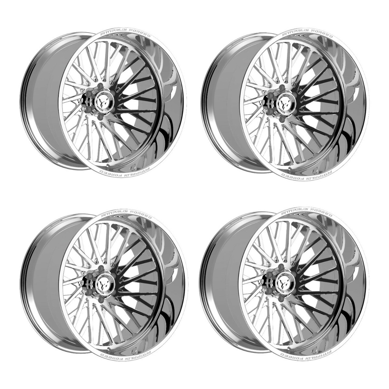 Set 4 24" Fittipaldi Off Road FTF501P 24x14 Polished 5x5 Wheels -76mm Truck Rims - A2i Wheel and ...