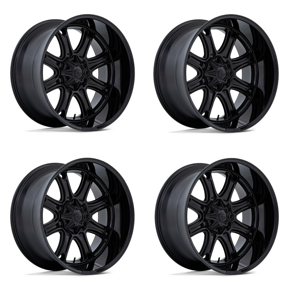 Set 4 24" Fuel Darkstar 24x12 Matte Black Gloss Black Lip 8x180 Wheels ...