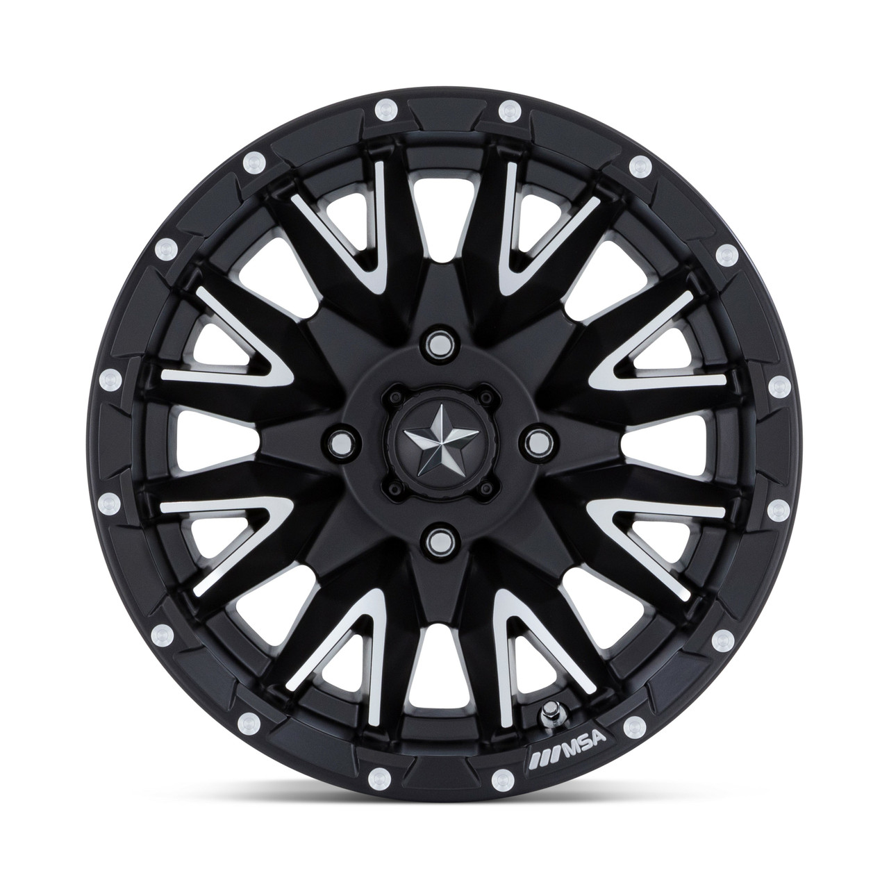 14x7 4x137 Matte Black Machined Wheel MSA Offroad Wheels M49 Creed Rim ...