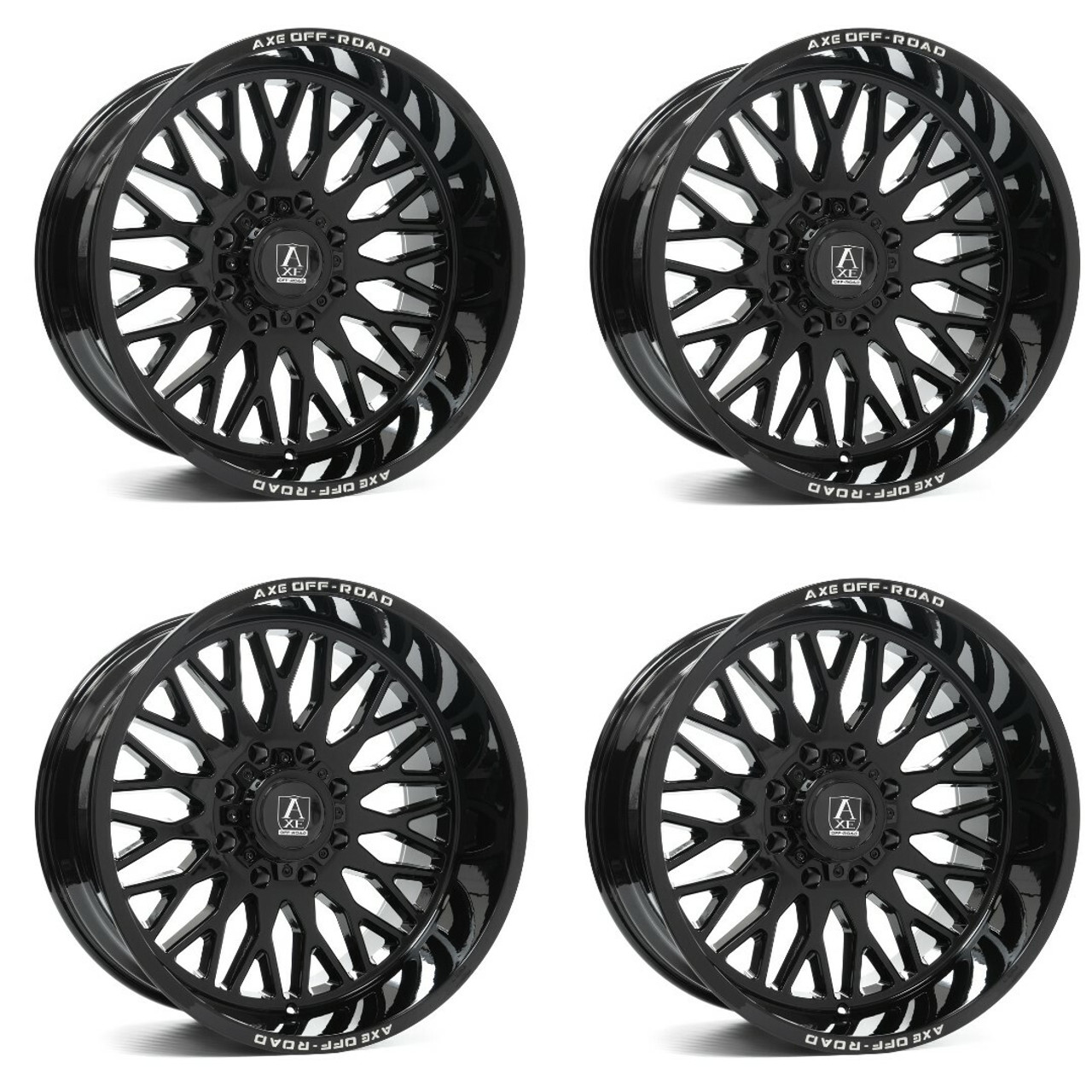 Set 4 22" Axe Wheels Kratos Gloss Black 22x12 6x135 6x5.5 -44mm Lifted ...