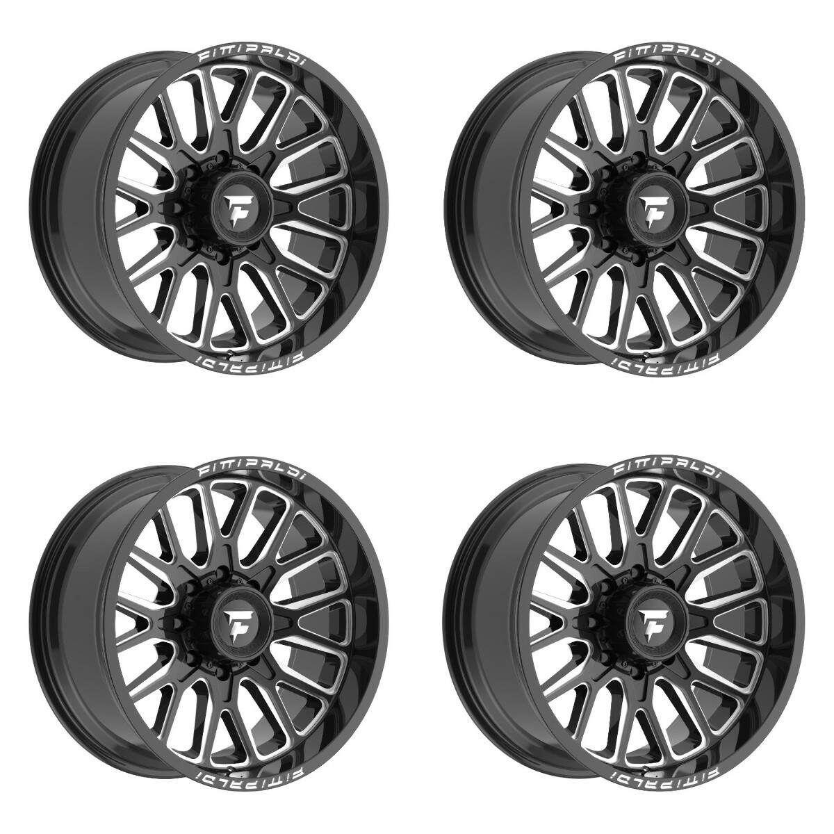 Set 4 22" Fittipaldi Wheels FA18BM 22x12 Gloss Black Milled 8x170 -44mm ...
