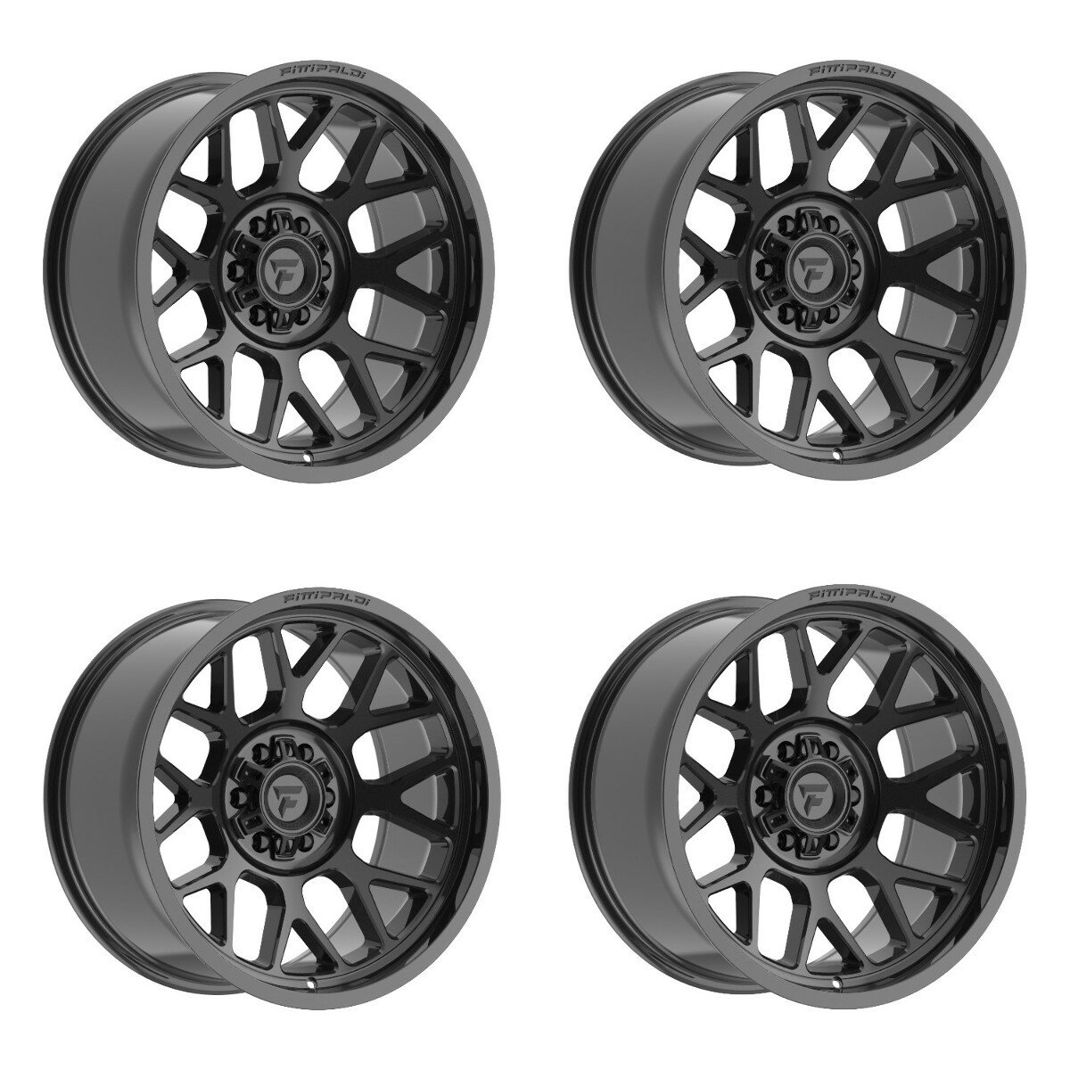 Set 4 20" Fittipaldi Wheels FA17B 20x10 Gloss Black 8x170 -19mm Lifted ...