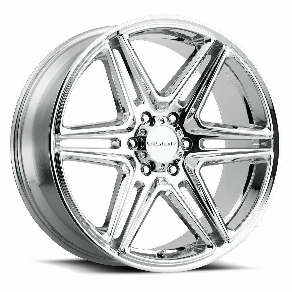 Set 4 22" Vision Street 476 Wedge Chrome Wheels 22x9.5 6x5.5 Rims 30mm ...