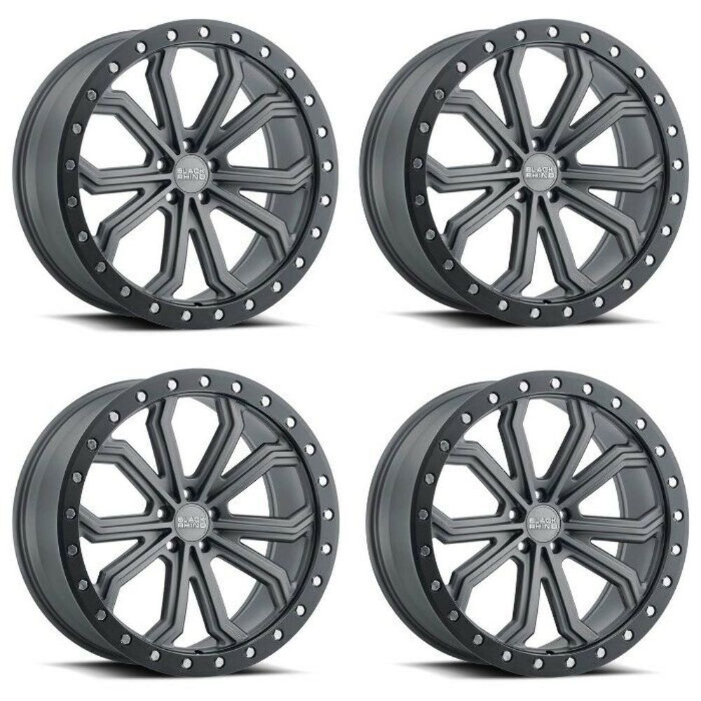 Set 4 22" Black Rhino Trabuco 22x10 Matte Gunmetal 5x112 Wheels 40mm ...