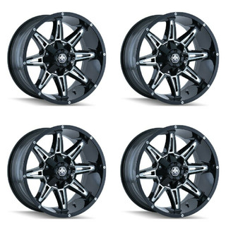 Set 4 17" Mayhem Rampage 17x9 Black Milled 8x180 Wheels 18mm For Chevy ...