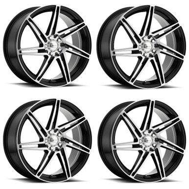 Set 4 18" Focal 449U F-14 18x8 5x100/4.5 Gloss Black Diamond Cut Face ...