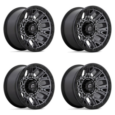 Set 4 Fuel D825 Traction 20x9 8x6.5 Matte Gunmetal Black Ring Wheels 20 ...