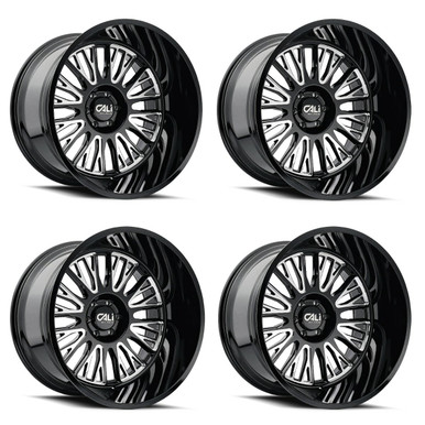 Set 4 24" Cali Off-Road Vertex 24x14 Black Milled 8x170 Wheels -76mm ...