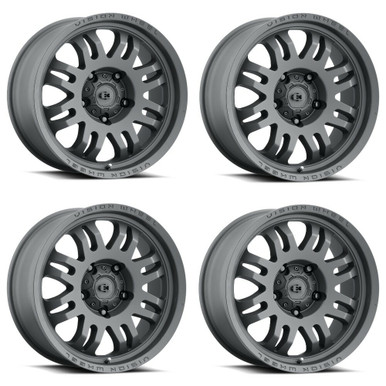 Set 4 18" Vision 409 Inferno Satin Black 6x5.5 Wheels 12mm Rims - A2i ...