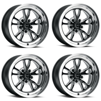 Set 4 17" Vision American Muscle 149 Patriot Black Milled Polished Lip ...
