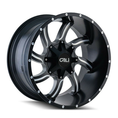22" Cali Off-Road Twisted 22x12 Satin Black Milled Spokes 8x180 Wheel ...