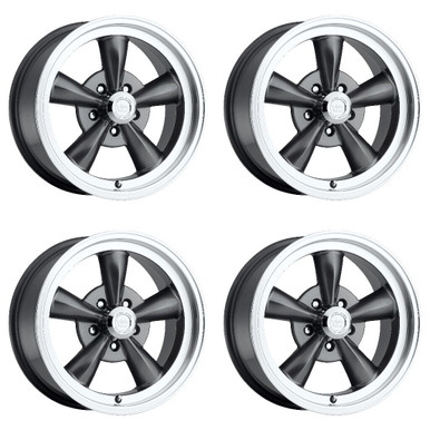 Set 4 15" Vision Muscle 141H Legend Gunmetal Machined Lip Rims 15x7 5x4 ...