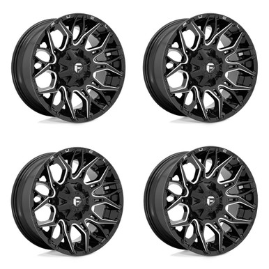 Set 4 Fuel D769 Twitch 20x9 8x180 Glossy Black Milled Wheels 20" 1mm ...