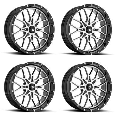 Set 4 MSA Offroad M45 Portal 18x7 4x110 Black Machined Wheels 18" 0mm ...