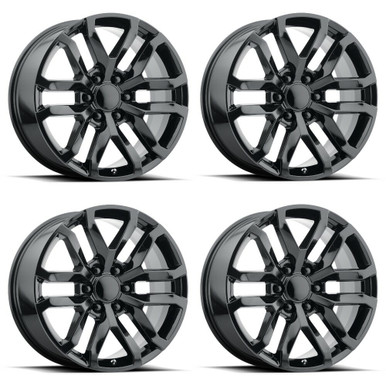 Set 4 Performance Replicas PR196 22x9 6x5.5 Gloss Black Wheels 22" 24mm ...